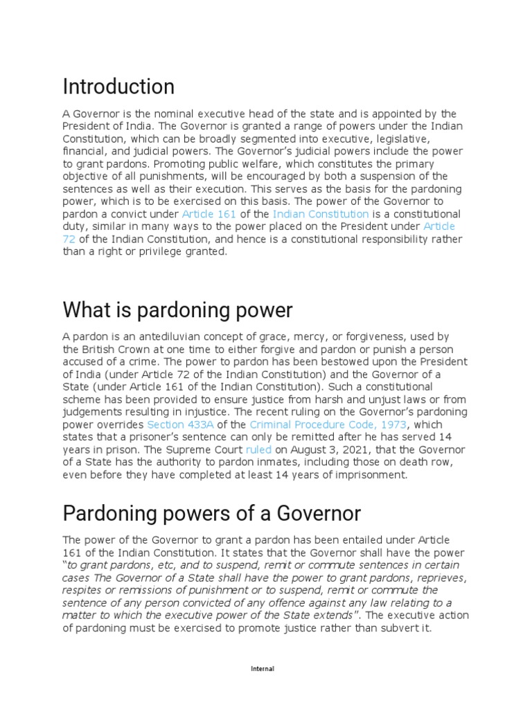 Pardoning Power of Governor | PDF | Pardon | Judiciaries