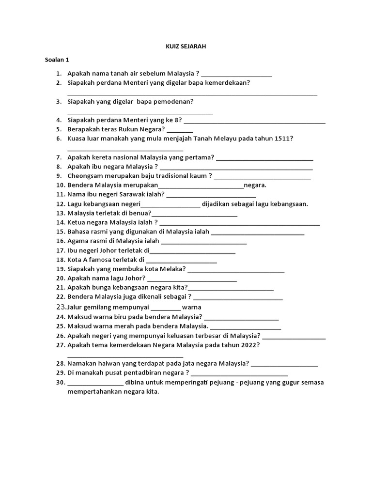 Kuiz Sejarah | PDF