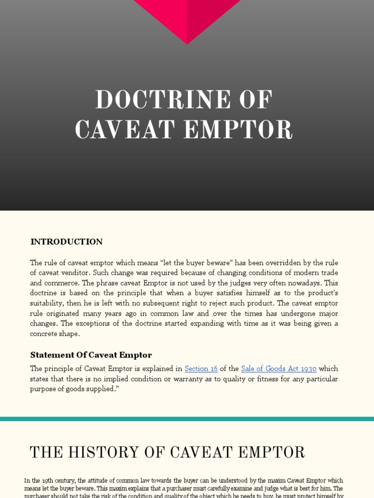 Doctrine of Caveat Emptor | PDF | Justice | Crime & Violence