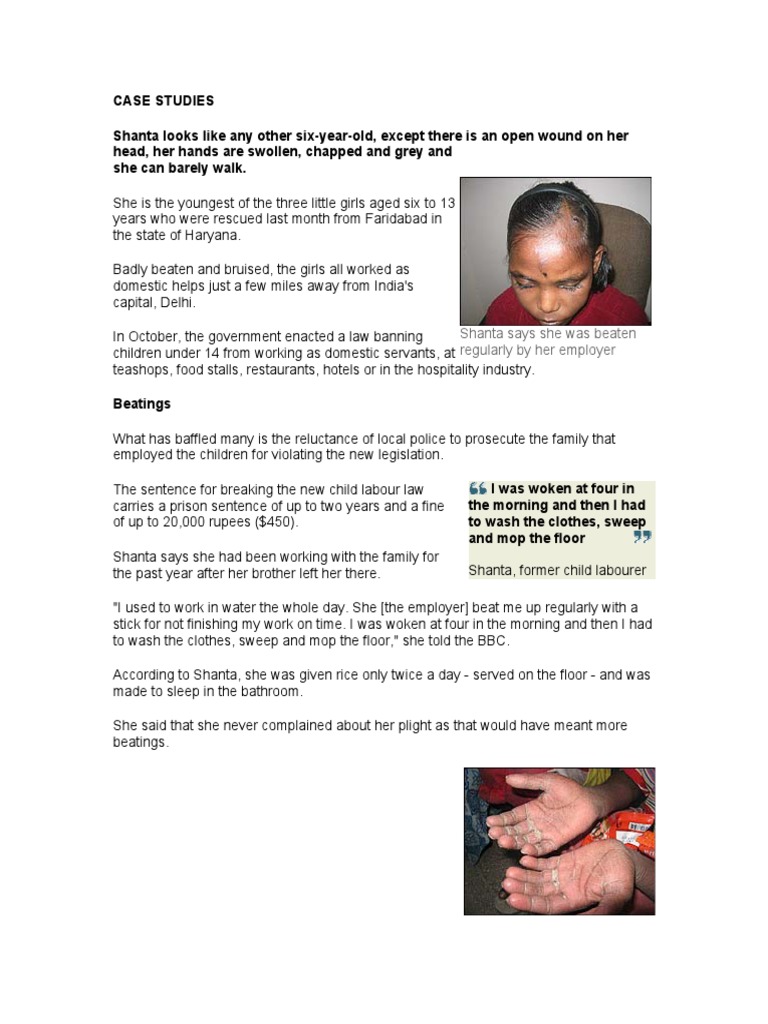 Case Studies Child Labour | PDF | Child Labour | Justice