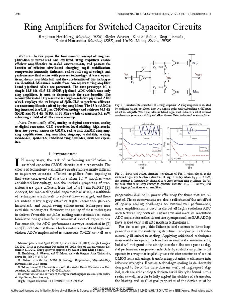 Ring Amplifiers For Switched Capacitor Circuits | PDF | Amplifier ...