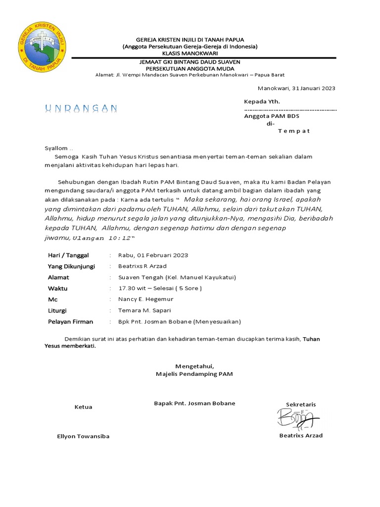 Undangan Ibadah Pemuda | PDF