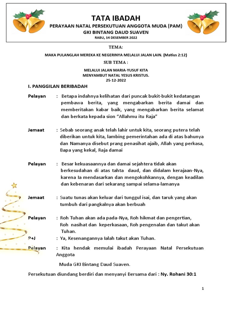 Tata Ibadah Natal PAM GKI Bintang Daud | PDF