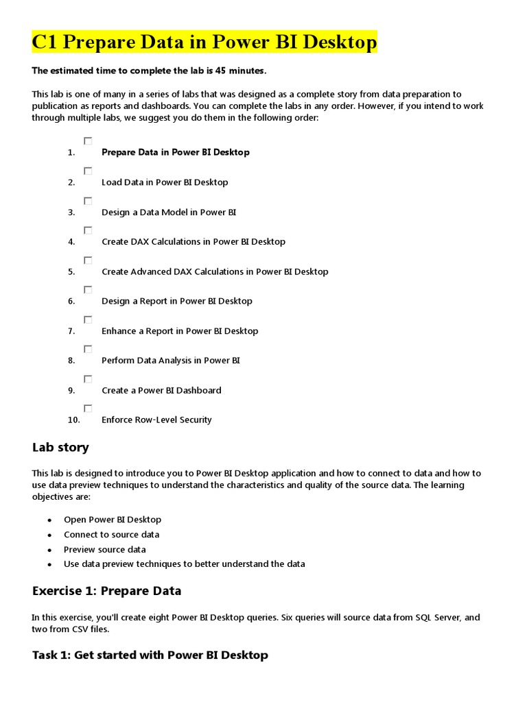 Microsoft Power BI Data Analyst | PDF | Table (Database) | Databases