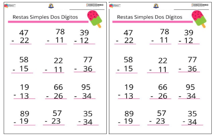 Restas de Dos Dígitos | PDF