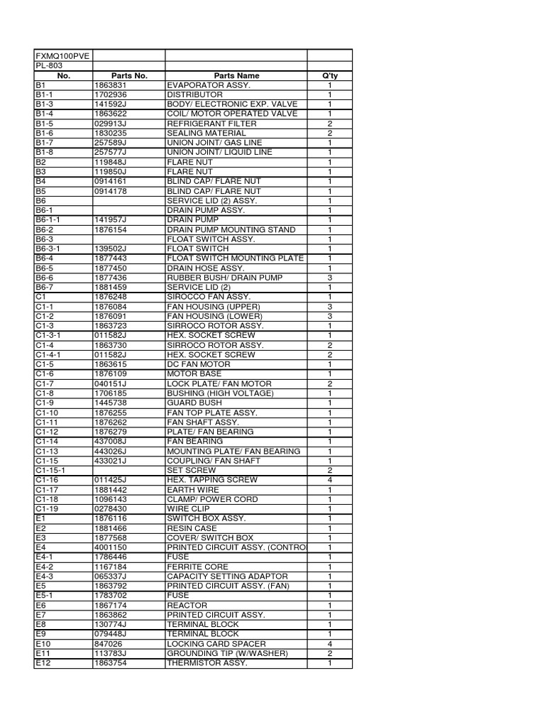 Fxmq100pve Legenda | PDF | Components | Mechanical Engineering