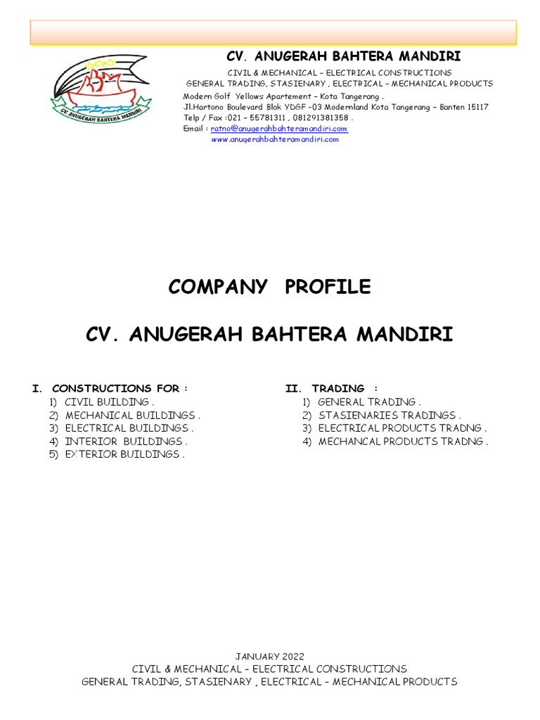 Profil CV Anugerah Bahtera Mandiri | PDF