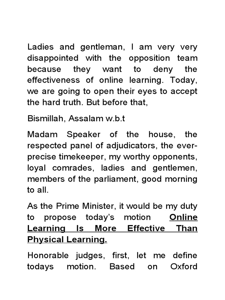 Debate Script Governnment | PDF | Learning | Distance Education