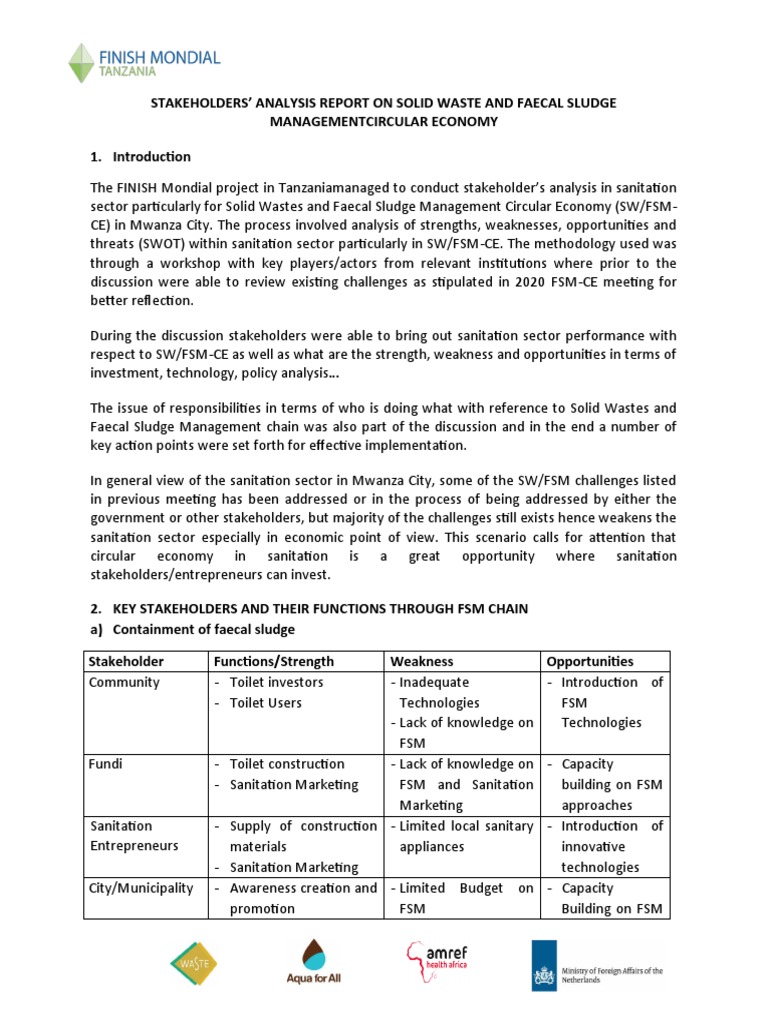 Stakeholder Analysis in Waste Management | PDF | Sanitation | Waste