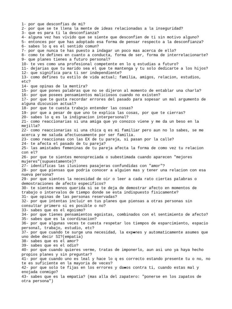 Inseguridad y Desconfianza en Relaciones | PDF | Amor | Metafísica de ...