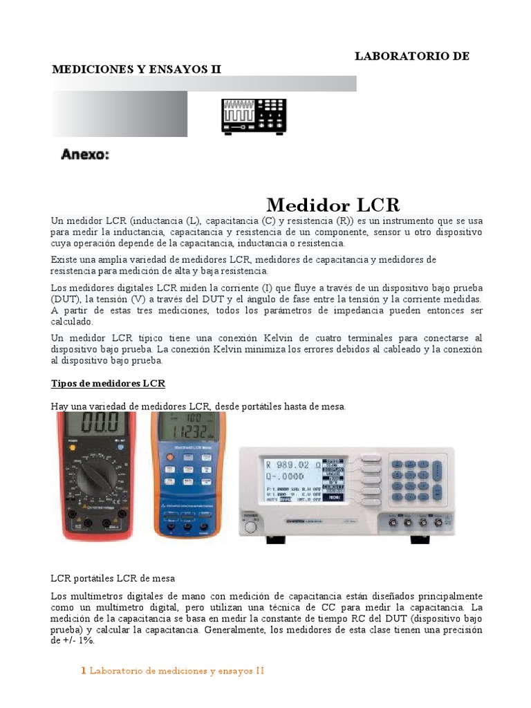 Tp3 Anexos Medidor Lrc Pdf Inductor Condensador
