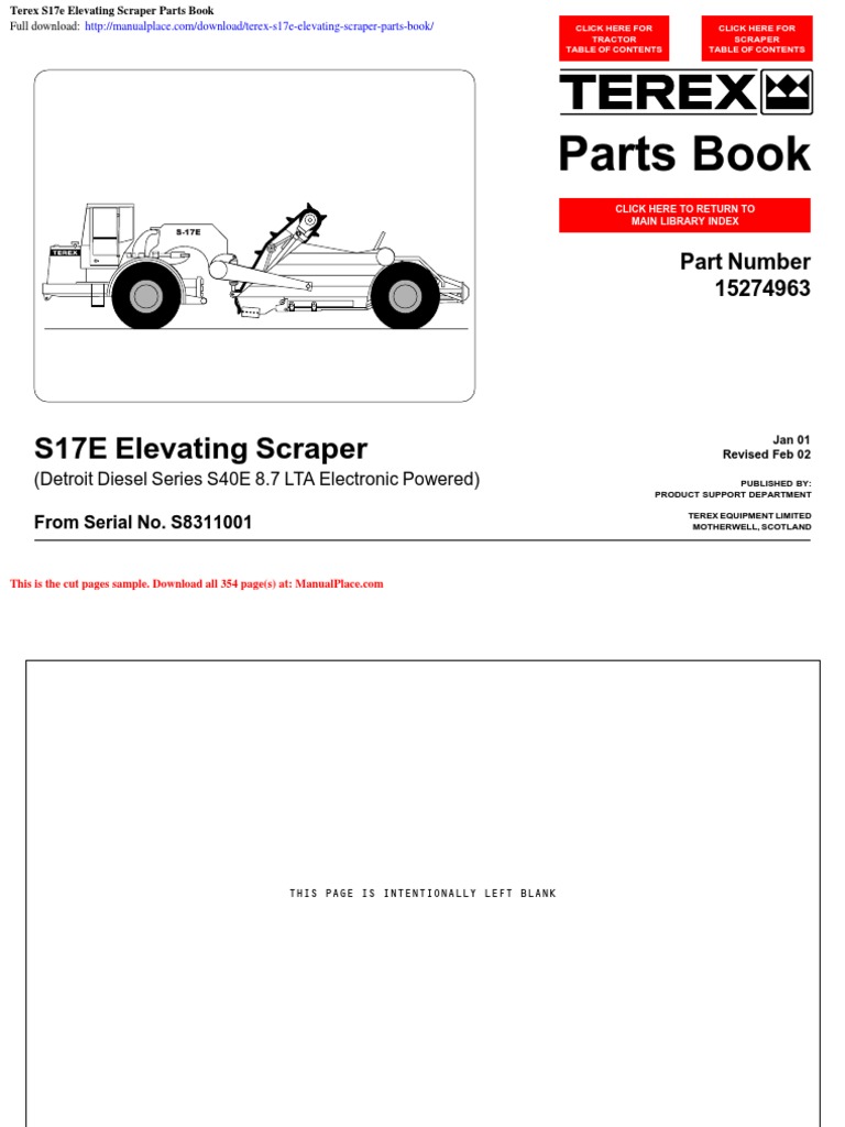 Terex s17e Elevating Scraper Parts Book | PDF | Washer (Hardware) | Books