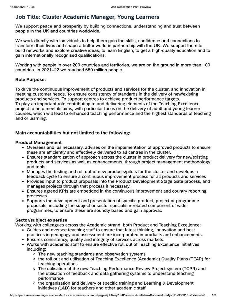 Cluster Academic Manager - Young Learners | PDF Cluster Academic Manager - Young Learners | PDF