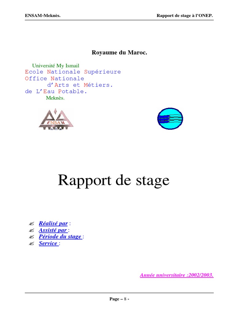 Rapport de Stage Onep | PDF | Soupape | Pompe
