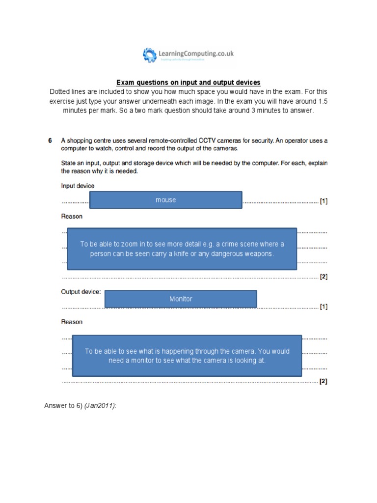 CHALLENGE - Input and Output Devices Exam Question | PDF CHALLENGE - Input and Output Devices Exam Question | PDF