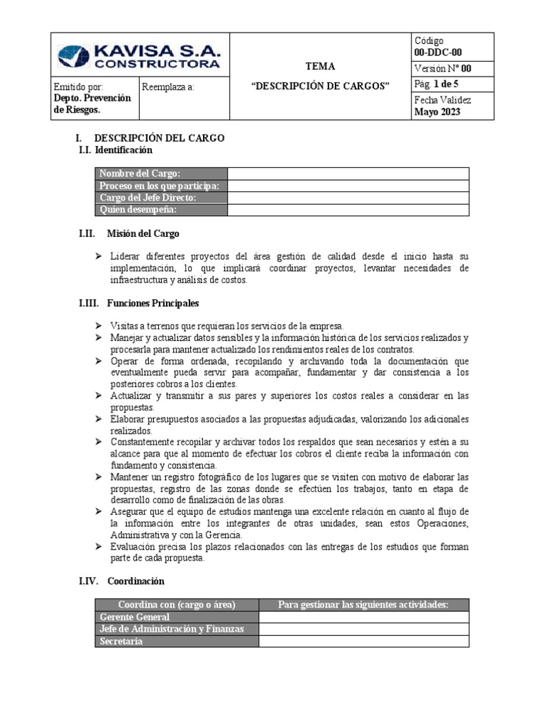 Descriptor de Cargo Jornal | PDF | Calidad (comercial) | Economias