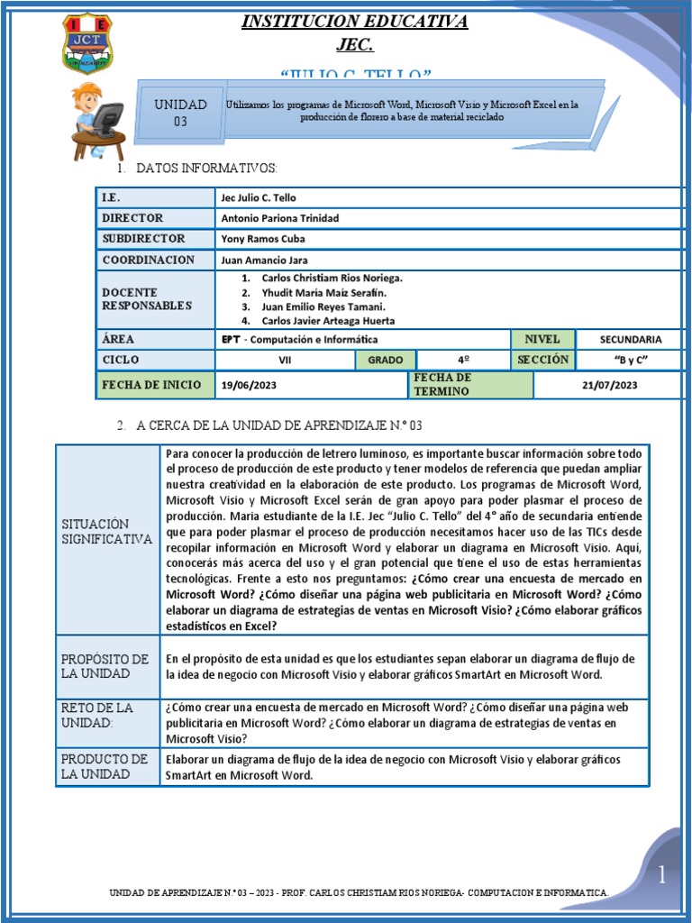 4º Unidad 3 Ept - 2023 | PDF | Aprendizaje | Microsoft