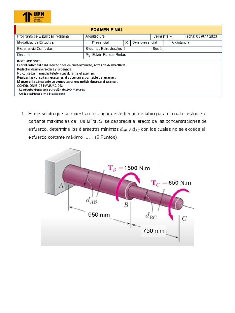 Examen Final - Upn - Sis2 - 2023-I (PDF - Io) | PDF