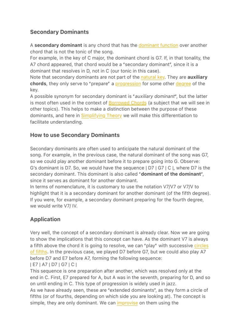 Secondary Dominants | PDF | Chord (Music) | Music Theory
