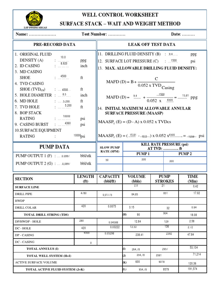 Kill Sheet Ucup | PDF | Casing (Borehole) | Energy Technology