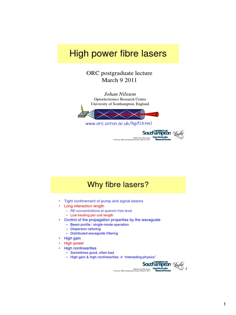 Fibre Lasers March 2011 Nilsson | PDF | Optical Fiber | Laser