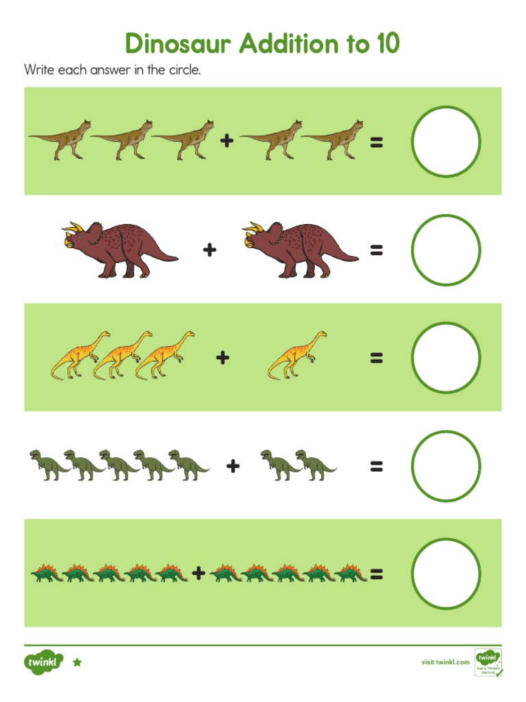 Dinosaur Addition Within Ten Activity Sheet Us M 2548805 Ver 1 | PDF ...