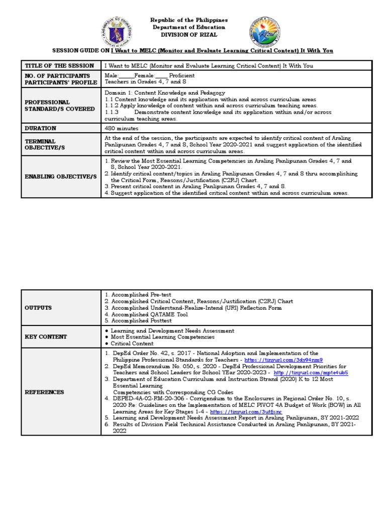 Sample Session Guide | PDF | Educational Technology | Pedagogy Sample Session Guide | PDF | Educational Technology | Pedagogy