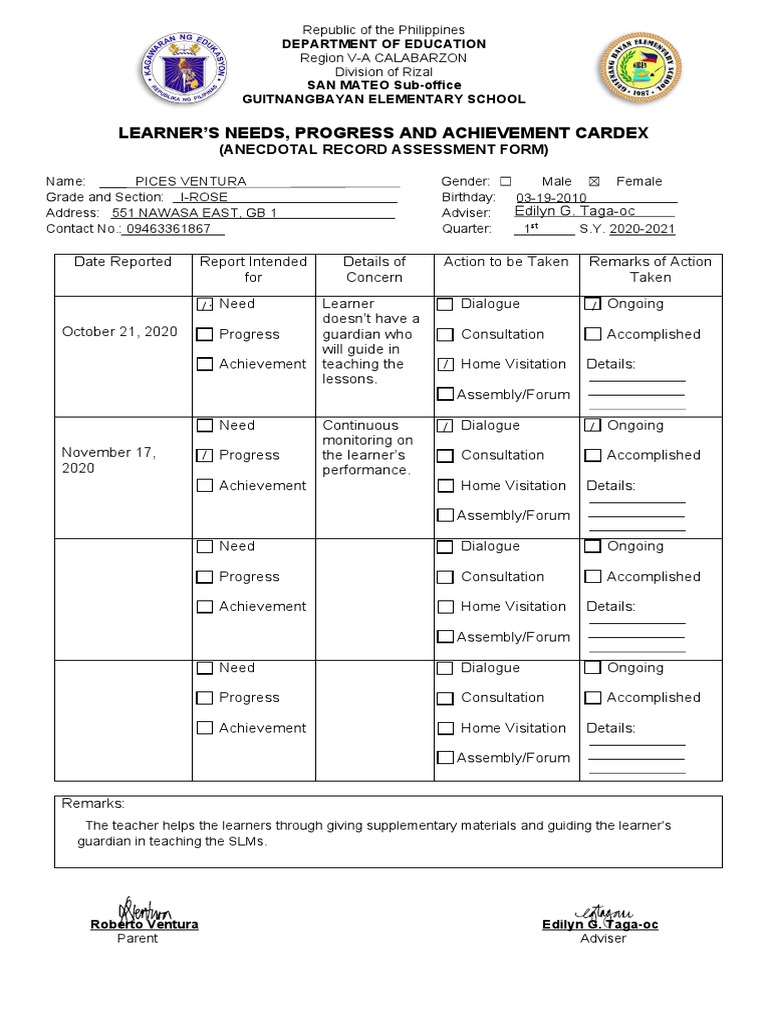 Anecdotal Record | PDF | Learning | Behavior Modification