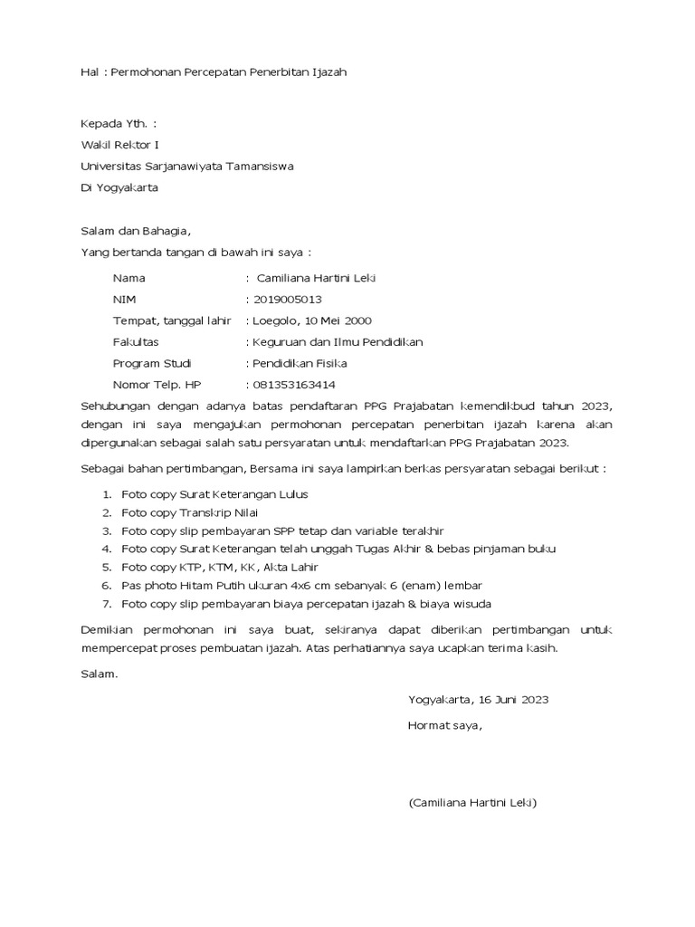 Permohonan Percepatan Ijazah | PDF