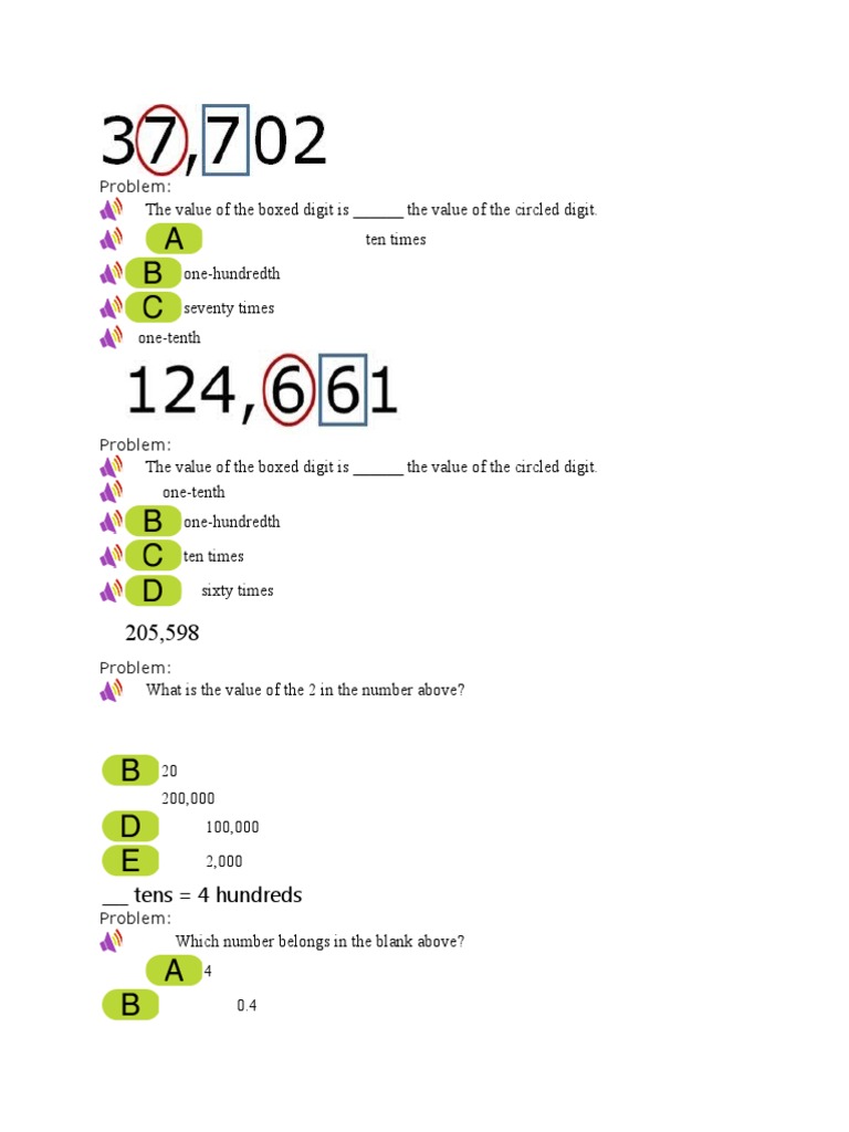 Understanding Place Value Problems | PDF