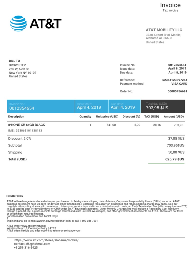At&t Mobility LLC | PDF | At&T Mobility | Receipt