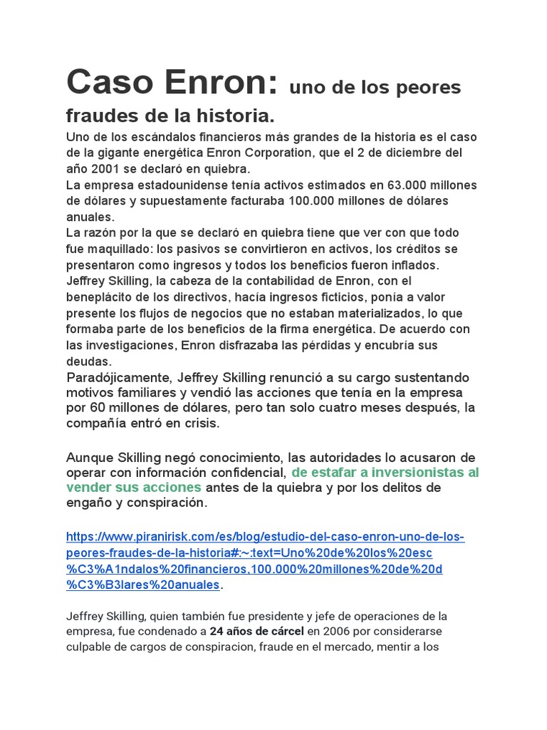 ENRON - Jeffrey Keith - Jeff - Skilling | PDF | Derecho | Finanzas y dinero