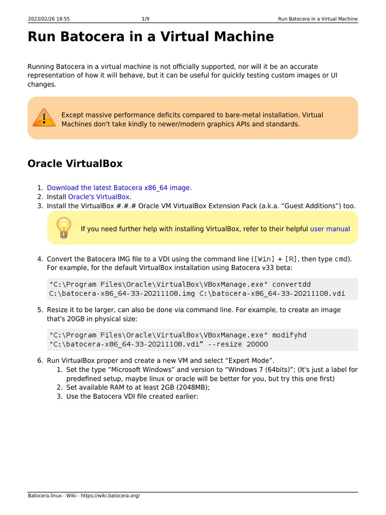 Run Batocera in A Virtual Machine | PDF | Microsoft Windows | Computing