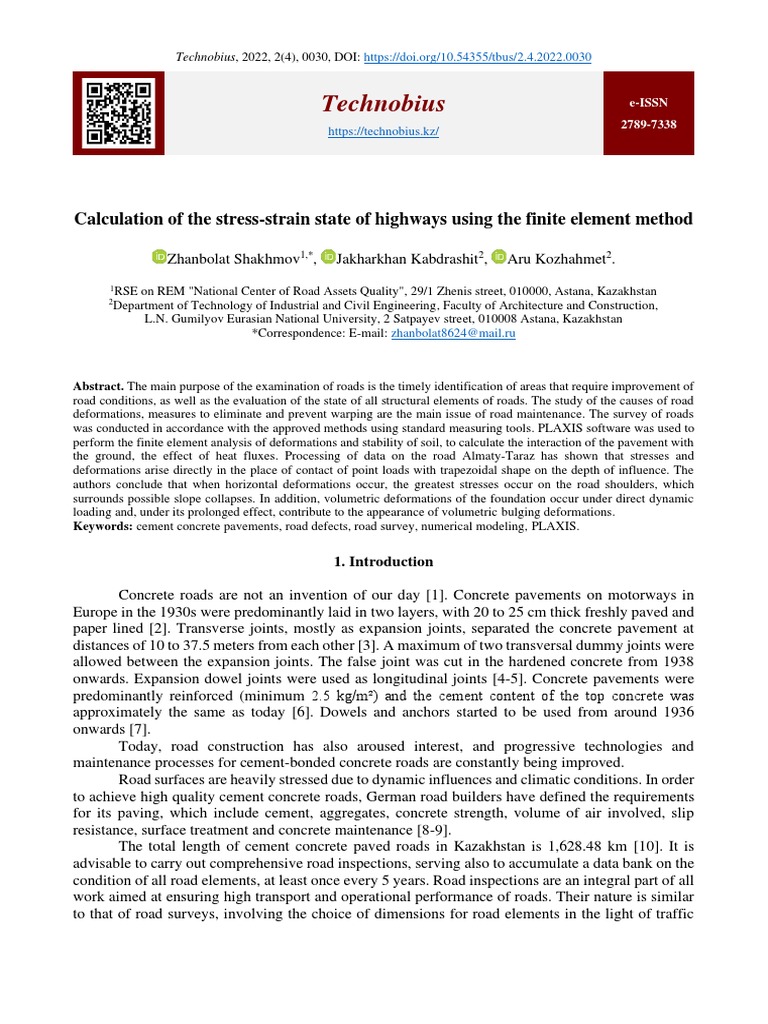 Calculation of The Stress-Strain State of Highways Using The Finite Element Method | PDF ...