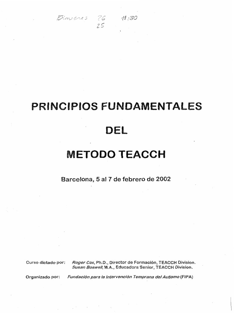 Metodo Teacch | PDF | Comunicación | Espectro autista