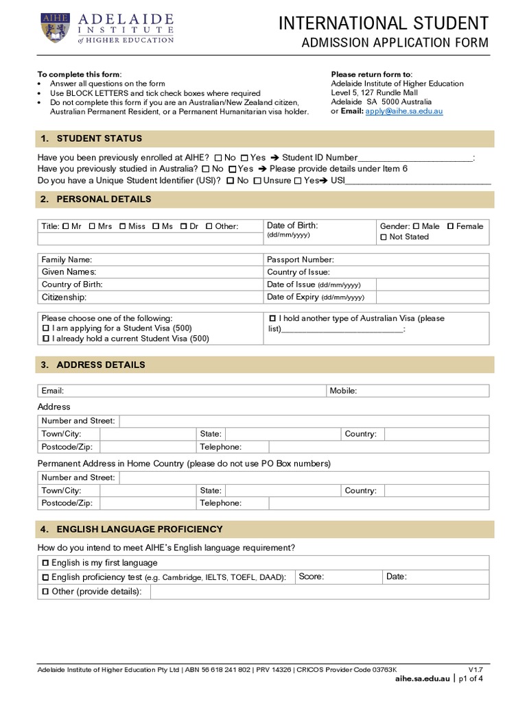 A3 - FMA3.3b - Admission Application Form AIHE - International - V1.7 - 23 Feb 2022 (Fillable ...