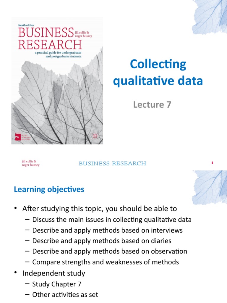 Chapt 7 Collecting Qualitative Data | PDF | Methodology | Focus Group