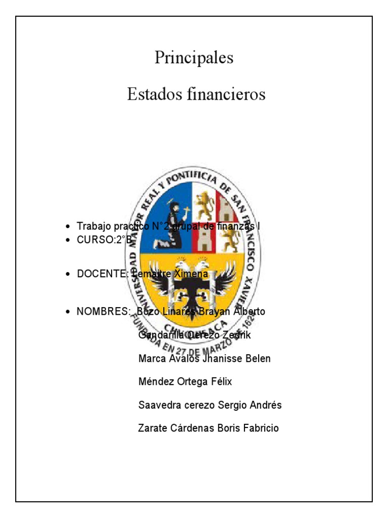 Principales Estados Financieros | PDF | Contabilidad | Estado financiero