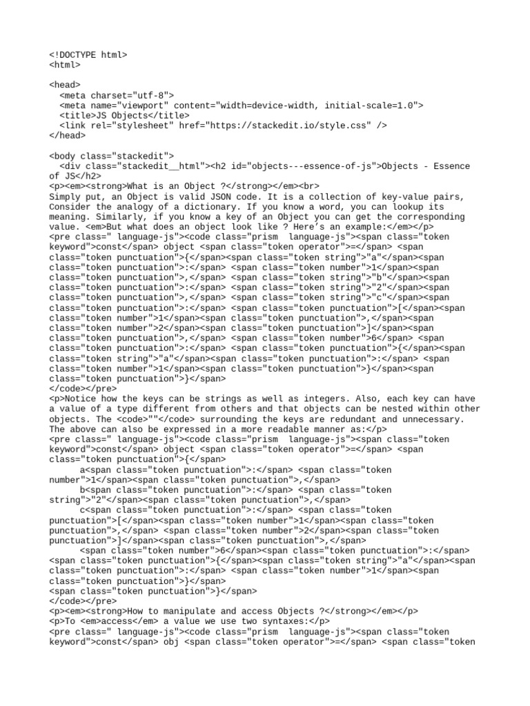 JS Objects | PDF | Computer Programming | Software Engineering JS Objects | PDF | Computer Programming | Software Engineering