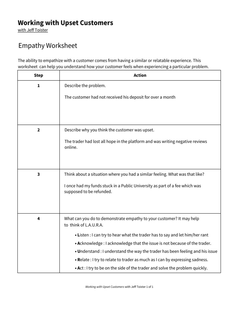 Empathy Worksheet | PDF
