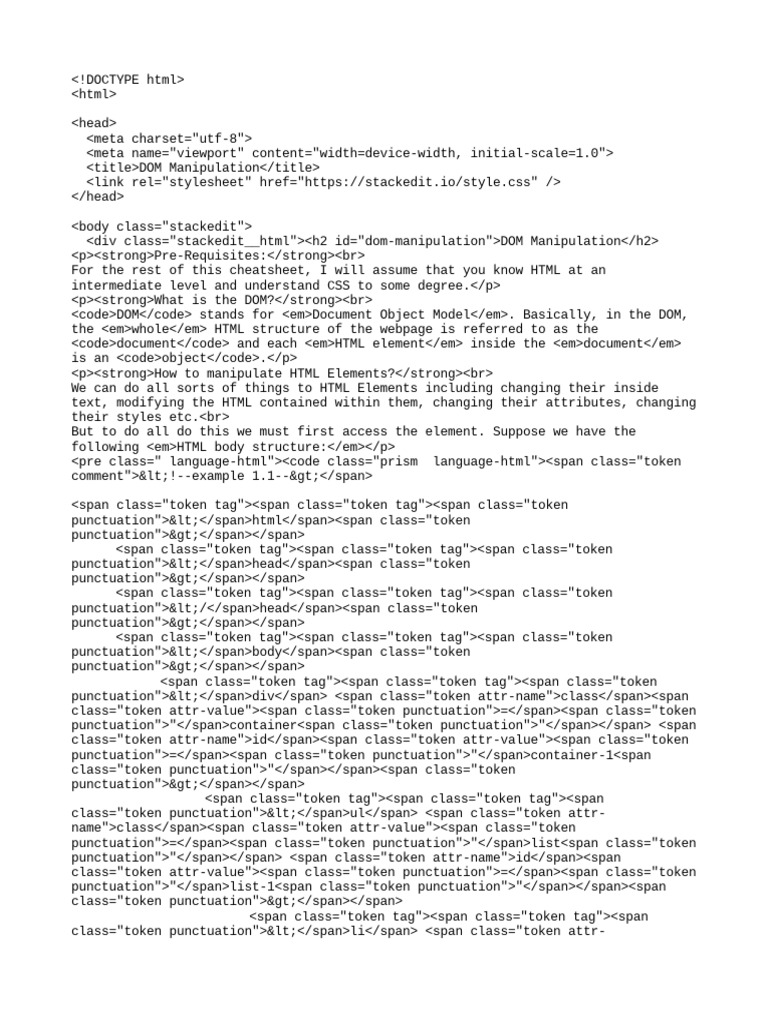 DOM Manipulation 1 | PDF | Document Object Model | Html Element