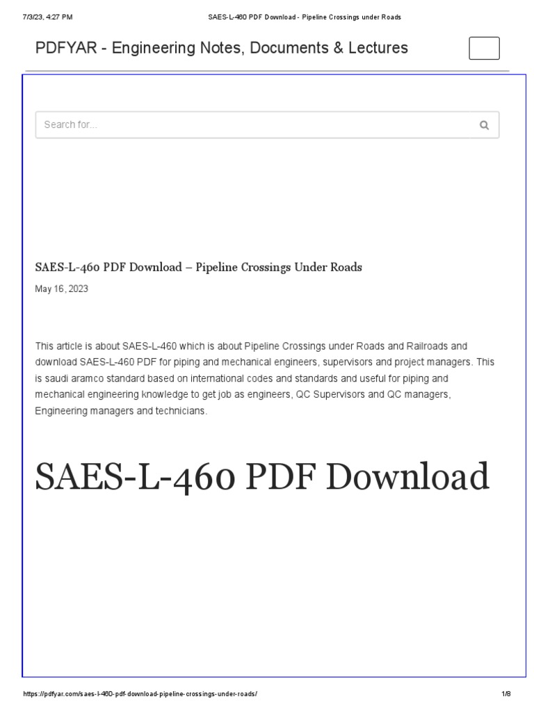 SAES-L-460: Pipeline Crossing Standards | PDF | Pipeline Transport ...