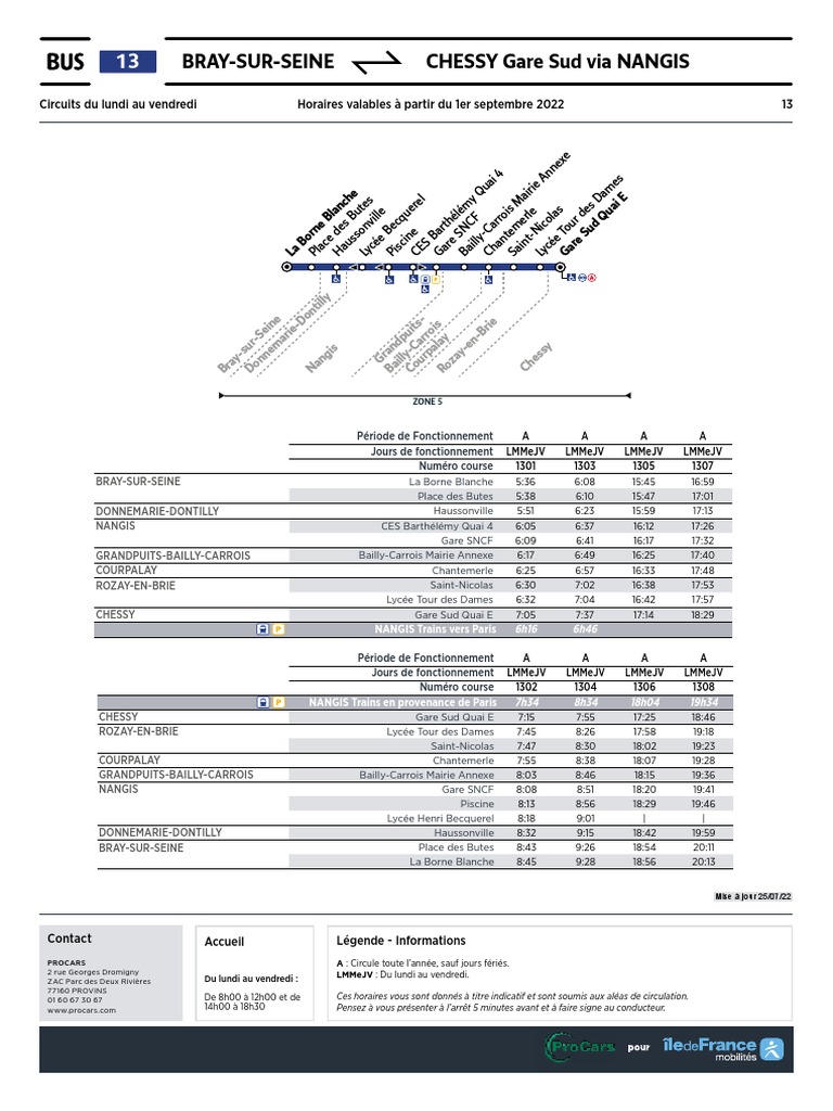 Horaires Bus 1304 Bray-Chessy | PDF