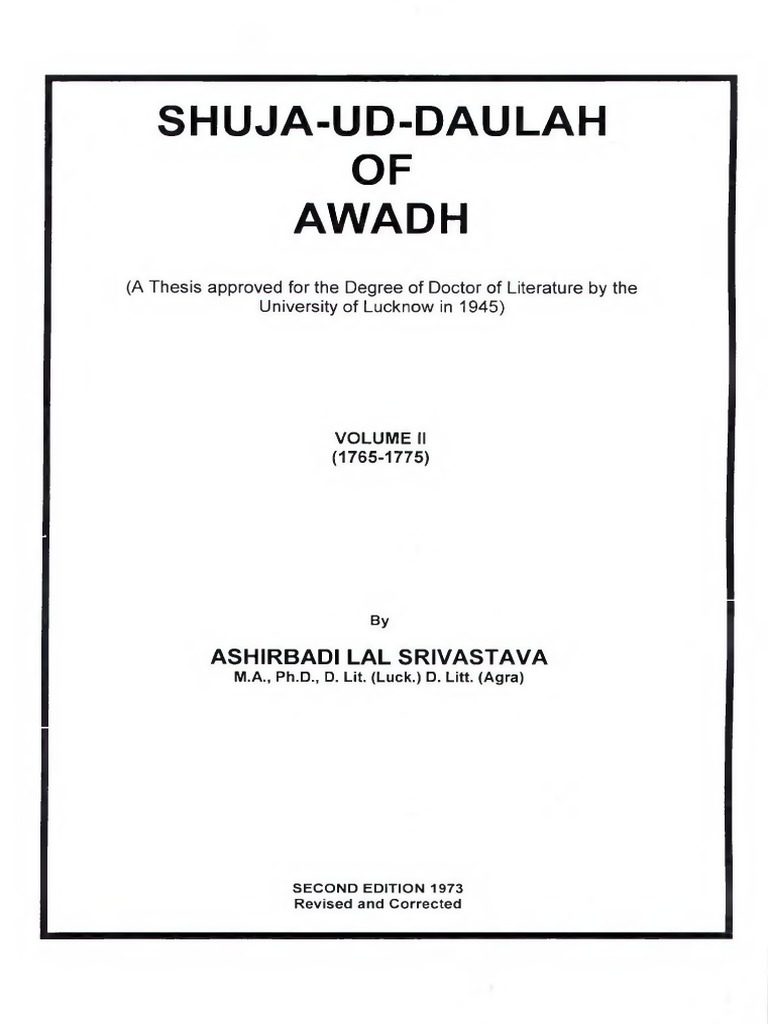 Shuja-Ud Daulah of Awadh v-II | PDF