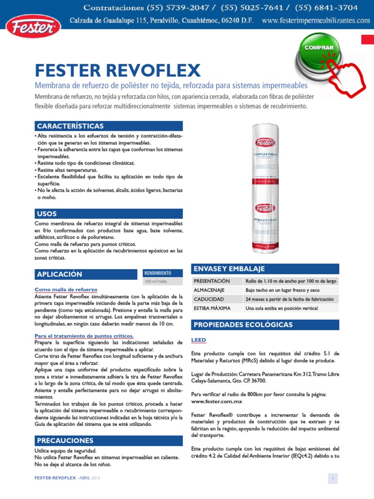 MALLA Ficha Tecnica Fester Revoflex $3,123.75 | PDF | Ciencias fisicas ...