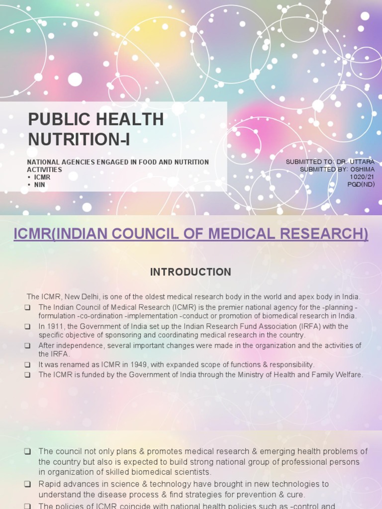 Public Health Nutrition-I: National Agencies Engaged in Food and ...