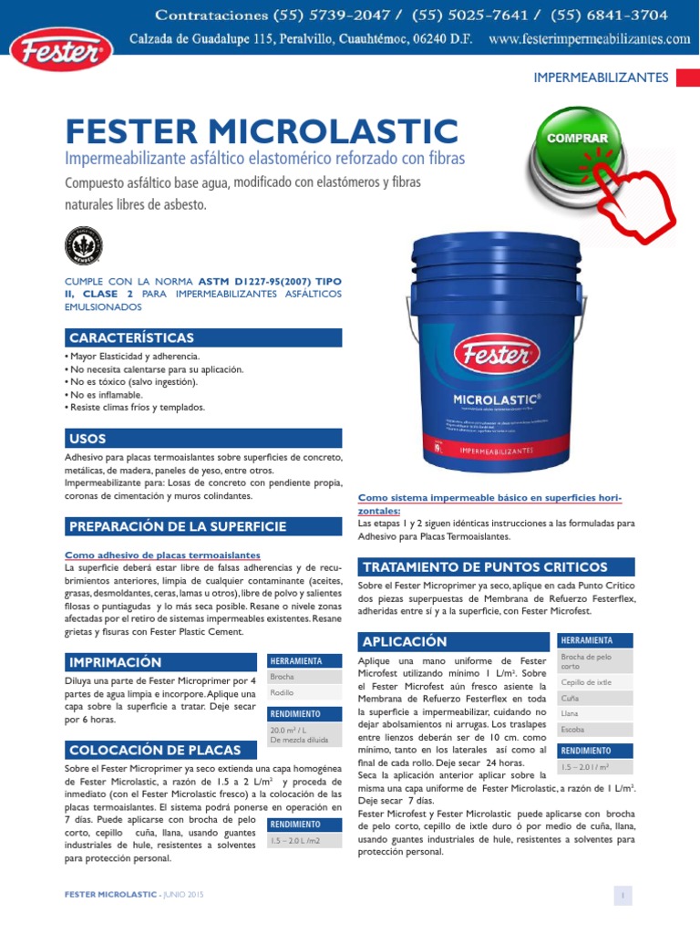 Fester Microlastic Ficha Técnica | PDF | Hormigón | Materiales