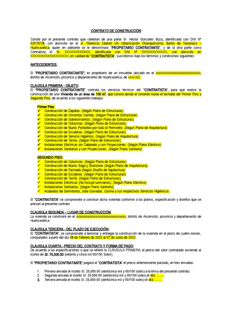 Contrato de Construcción | PDF