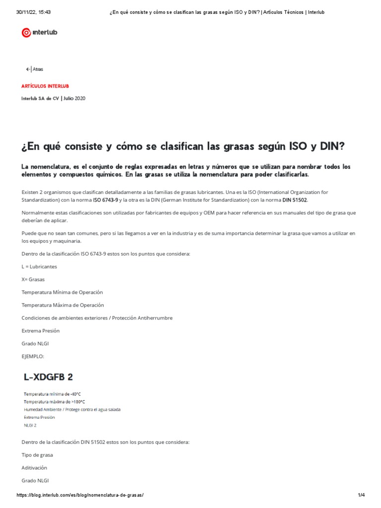¿En Qué Consiste y Cómo Se Clasifican Las Grasas Según ISO y DIN ...