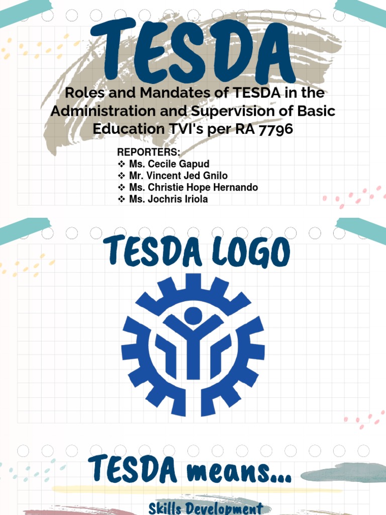 Tesda - Group 4 | PDF | Vocational Education | Educational Stages